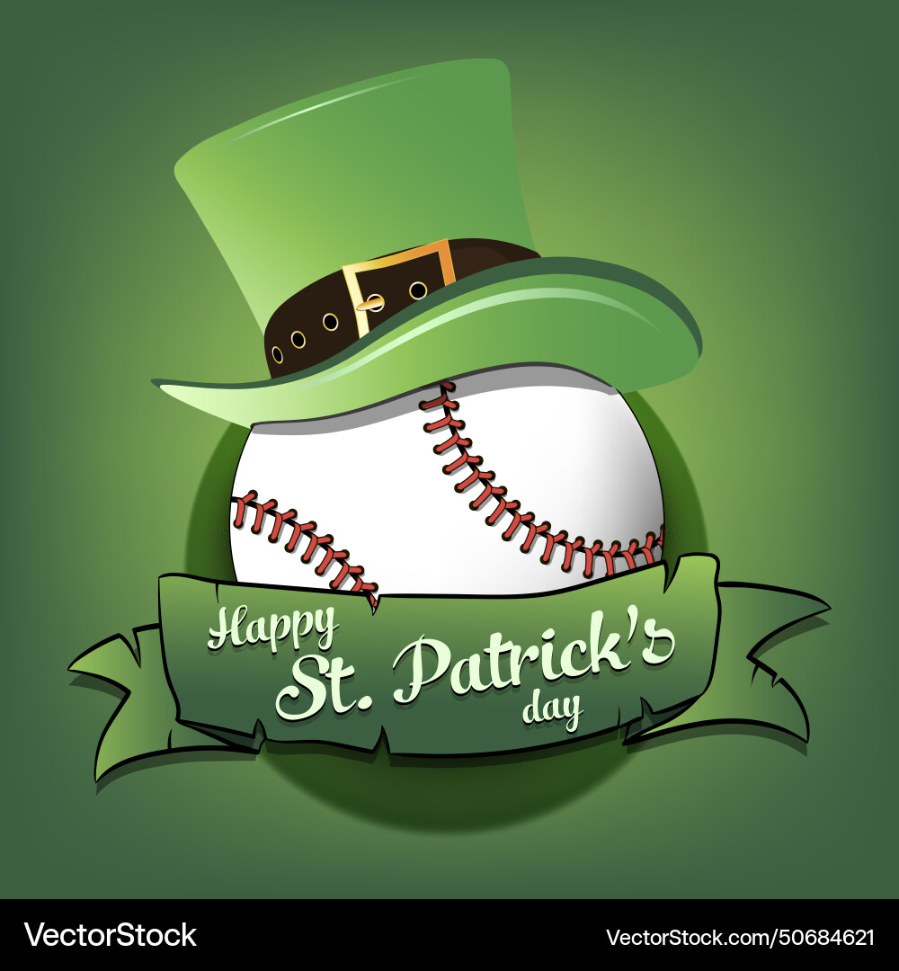 Happy st patricks day and baseball ball Royalty Free Vector