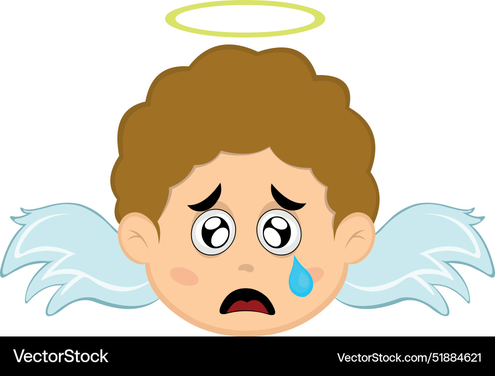 Head child angel teary eyes tear Royalty Free Vector Image