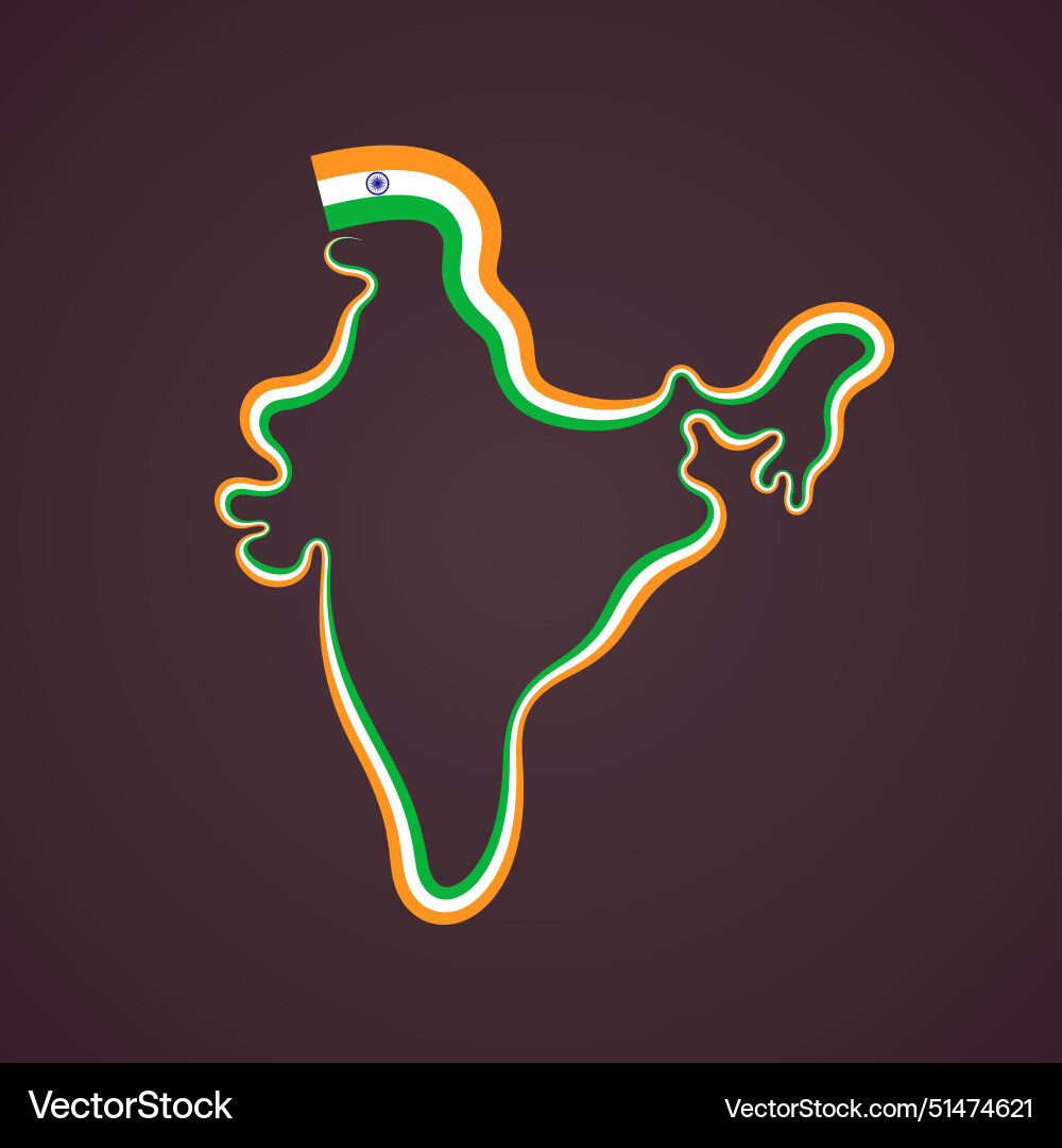 India flag ribbon map Royalty Free Vector Image