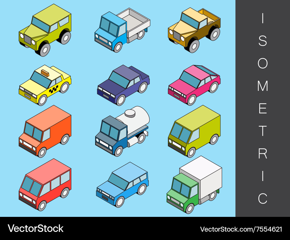 Isometric transport icon set Royalty Free Vector Image