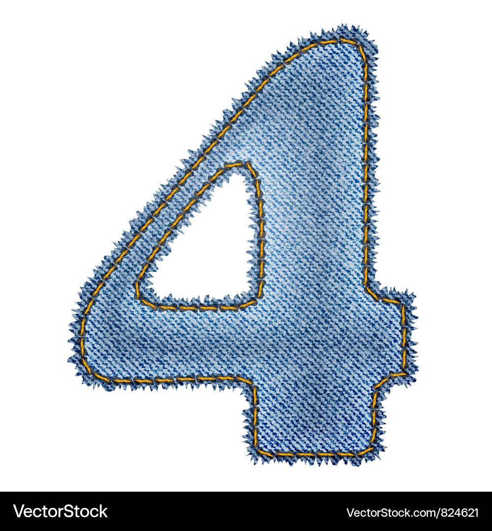 Jeans alphabet denim number 4 Royalty Free Vector Image