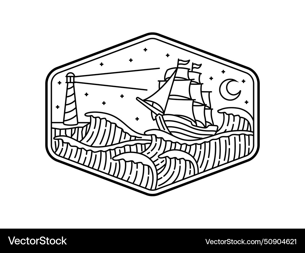 Natural scenery in the frame line art Royalty Free Vector