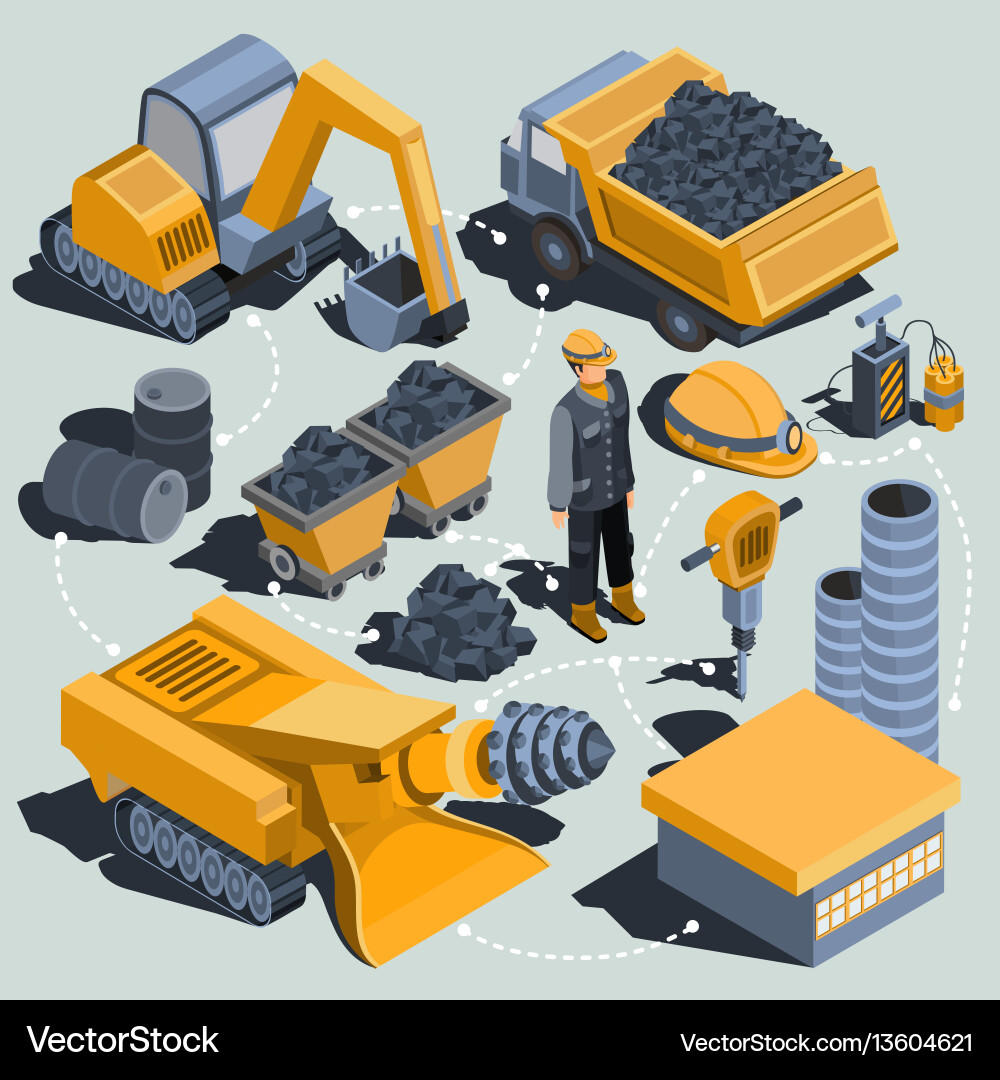 Set of isometric isolated elements Royalty Free Vector Image