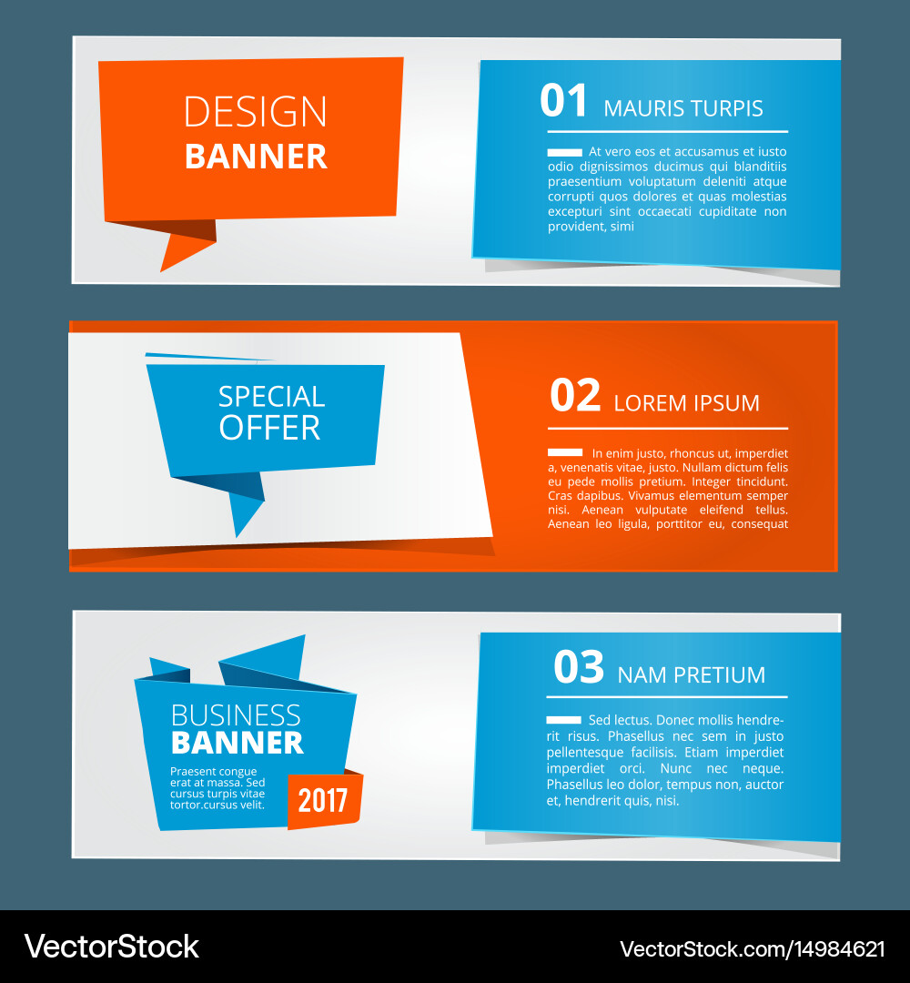 Three horizontal banners with abstract modern Vector Image