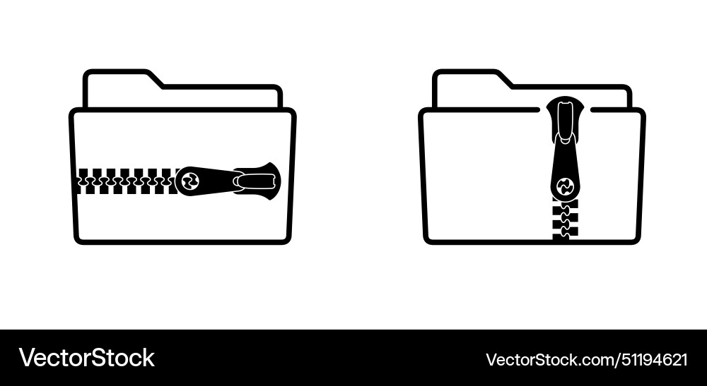 Zip file logo compression documents zipper sign Vector Image