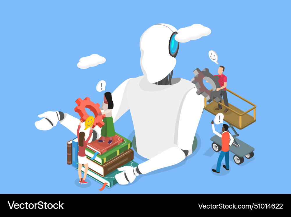 3d isometric flat of robotic Royalty Free Vector Image
