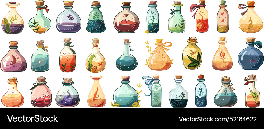Apothecary flask magic elixirs chemistry pharmacy Vector Image