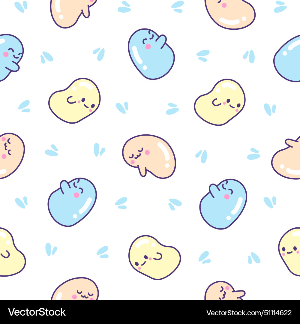 Cute kawaii tapioca pearls seamless pattern Vector Image