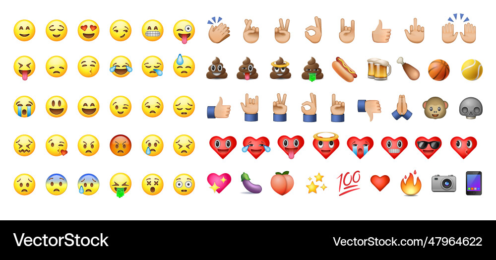 Emoji big set high quality emoticons isolated Vector Image