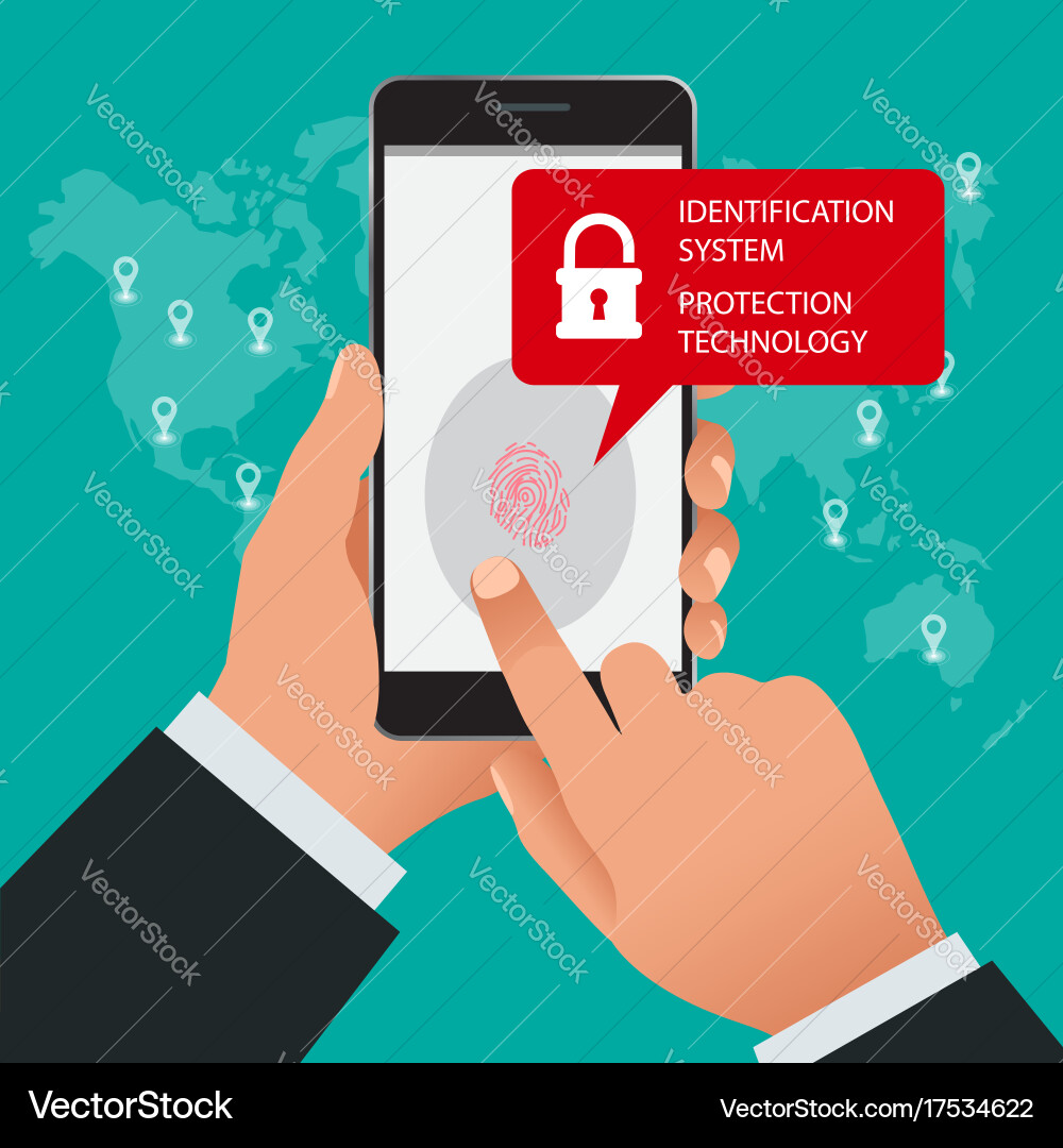 Fingerprint scanner identification system Vector Image
