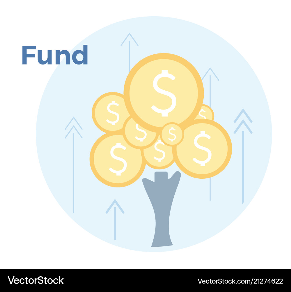 Fundraising flat money tree Royalty Free Vector Image