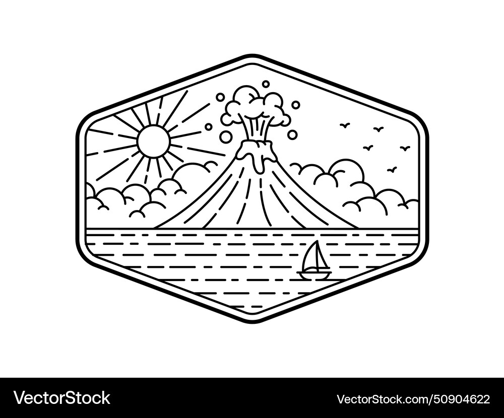 Natural scenery in the frame line art Royalty Free Vector