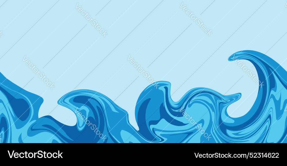 Sea wave seamless boarder Royalty Free Vector Image