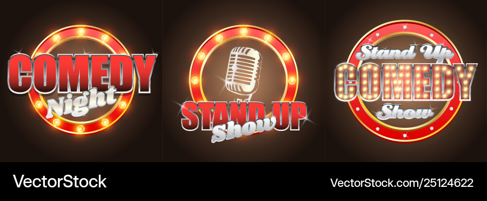 Set stand up comedy show retro banners Royalty Free Vector