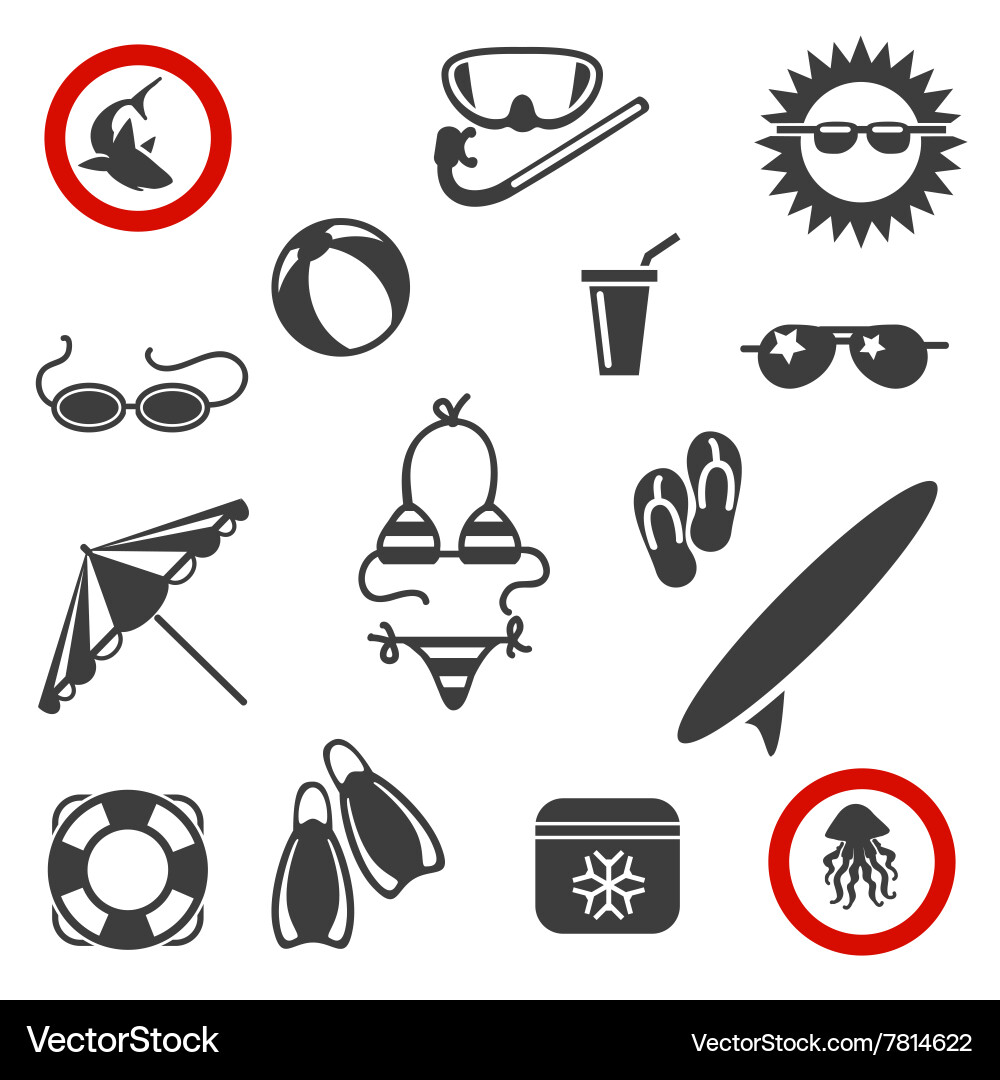 Sommer Strand Icons Kollektion Lizenzfreies Vektorbild