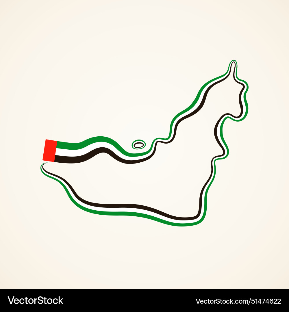 United arab emirate flag ribbon map Royalty Free Vector