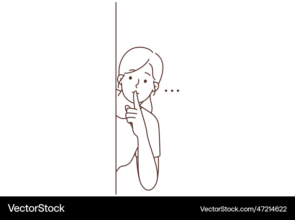 Young Woman Hush Gesture Royalty Free Vector Image
