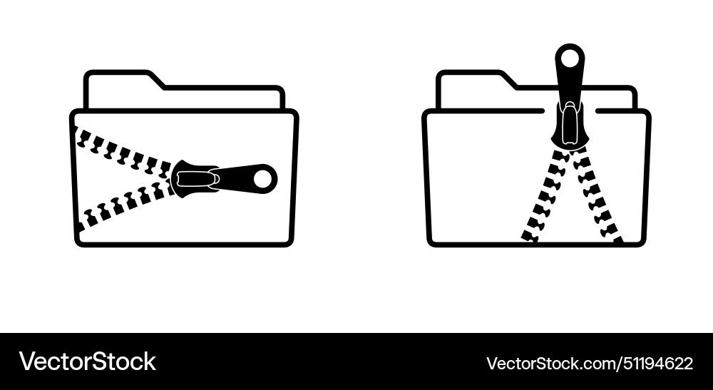 Zip file logo compression documents zipper sign Vector Image