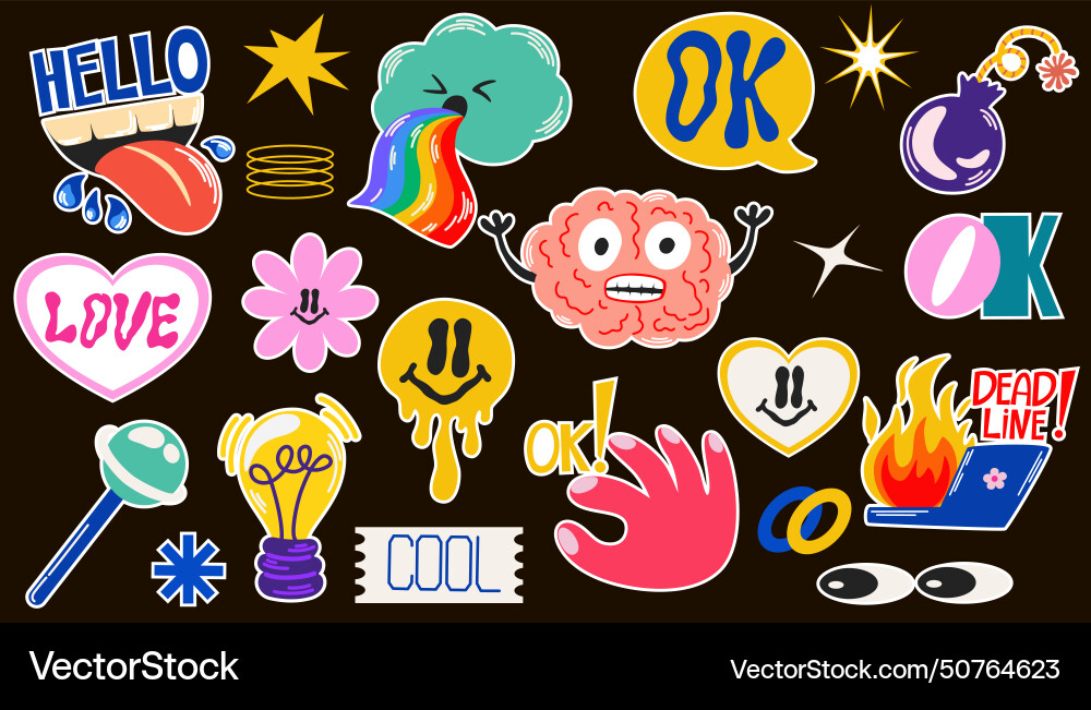 1670 acid set Royalty Free Vector Image - VectorStock