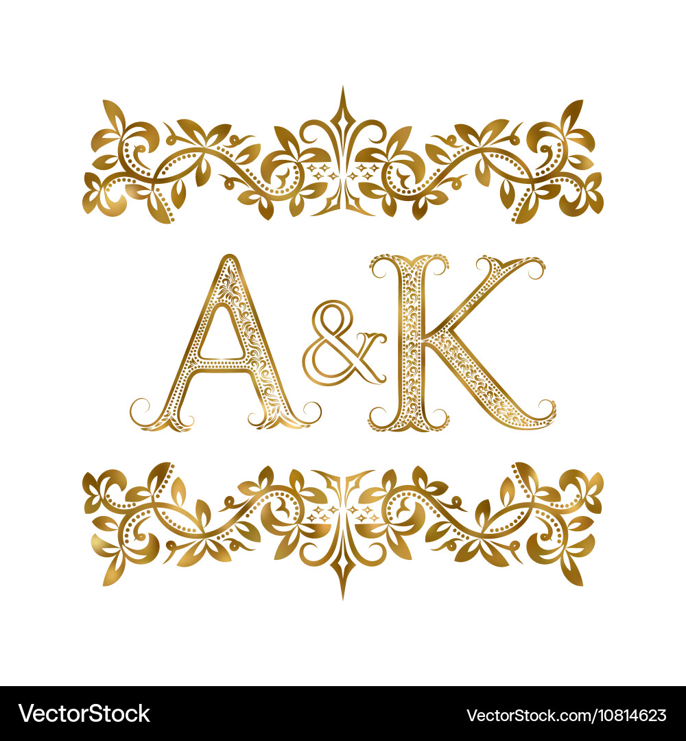 Ak vintage initials logo symbol letters a k Vector Image