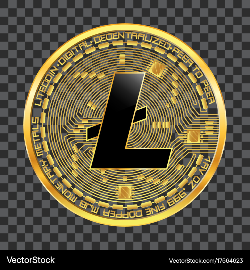 Crypto currency litecoin golden symbol Royalty Free Vector