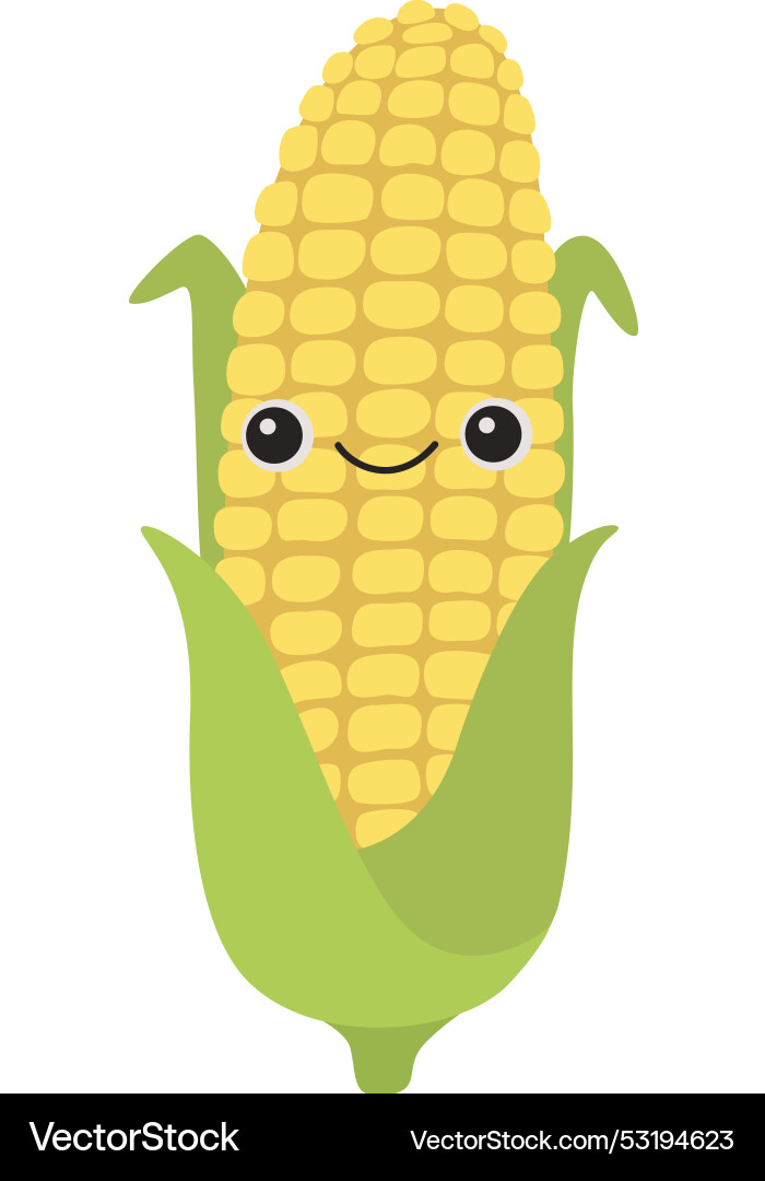 Cute corn with smiling face Royalty Free Vector Image