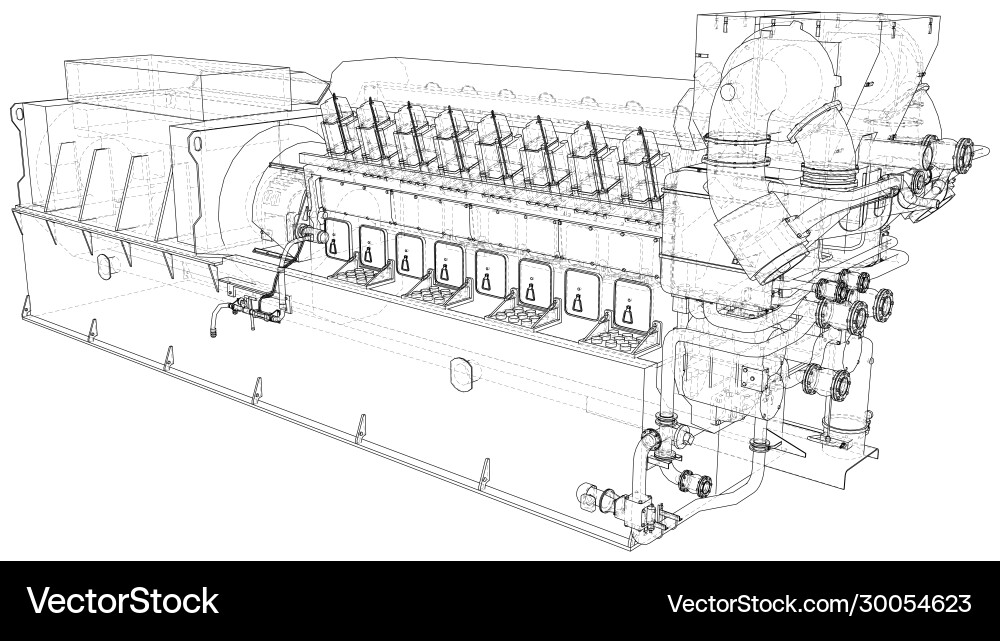 Diesel generator the layers visible Royalty Free Vector