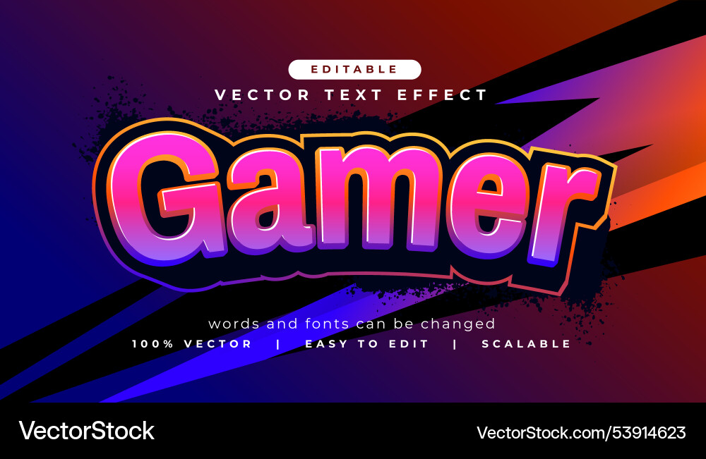 Editable gamer lettering text effect style Vector Image