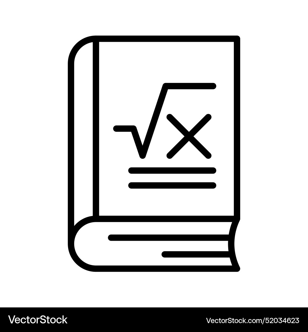 Maths book linear logo mark in black and white Vector Image
