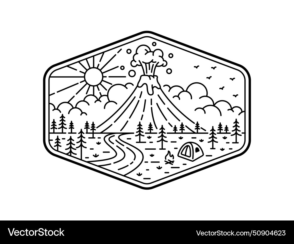 Natural scenery in the frame line art Royalty Free Vector
