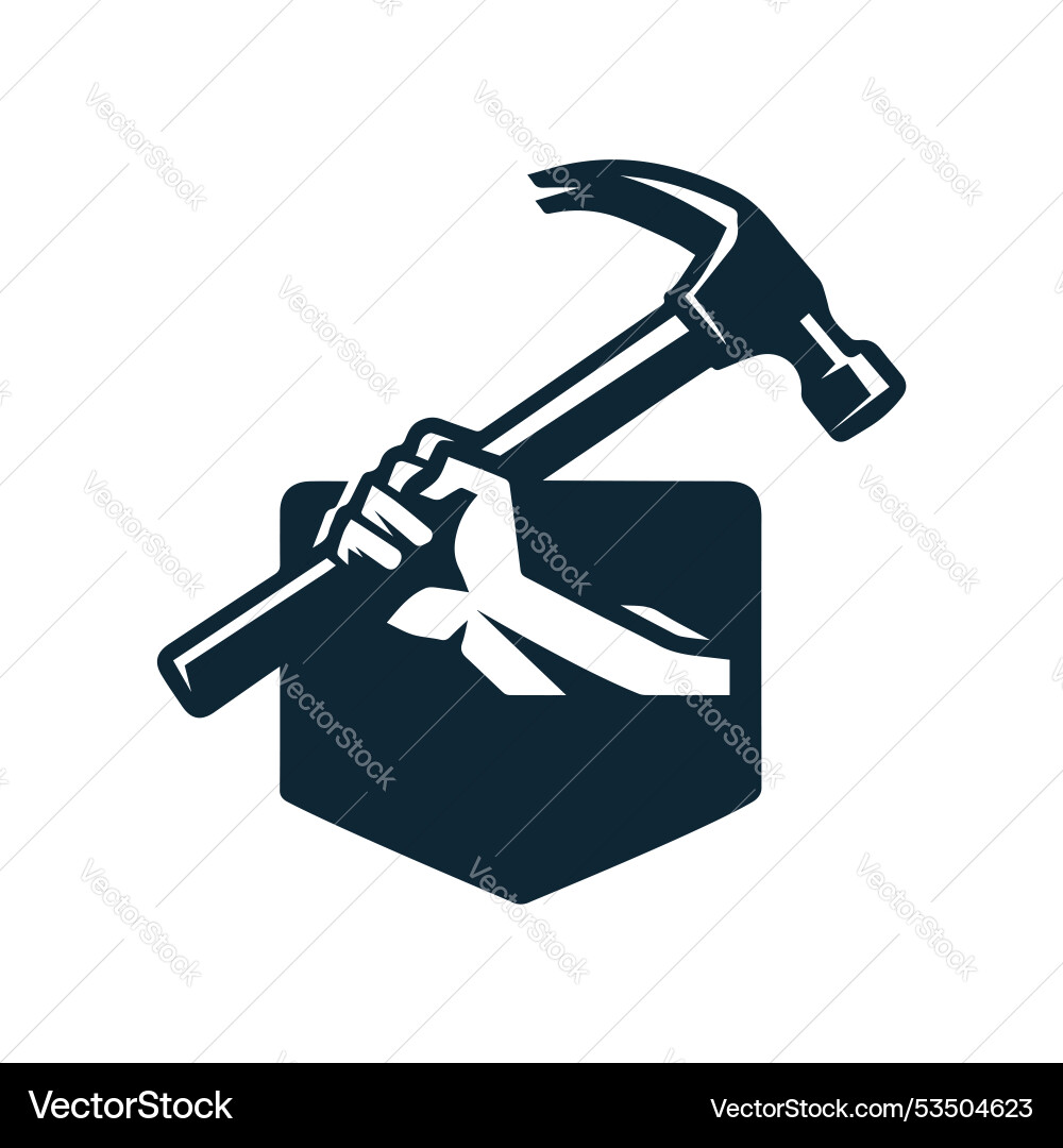 Strong hand holding hammer icon for construction Vector Image