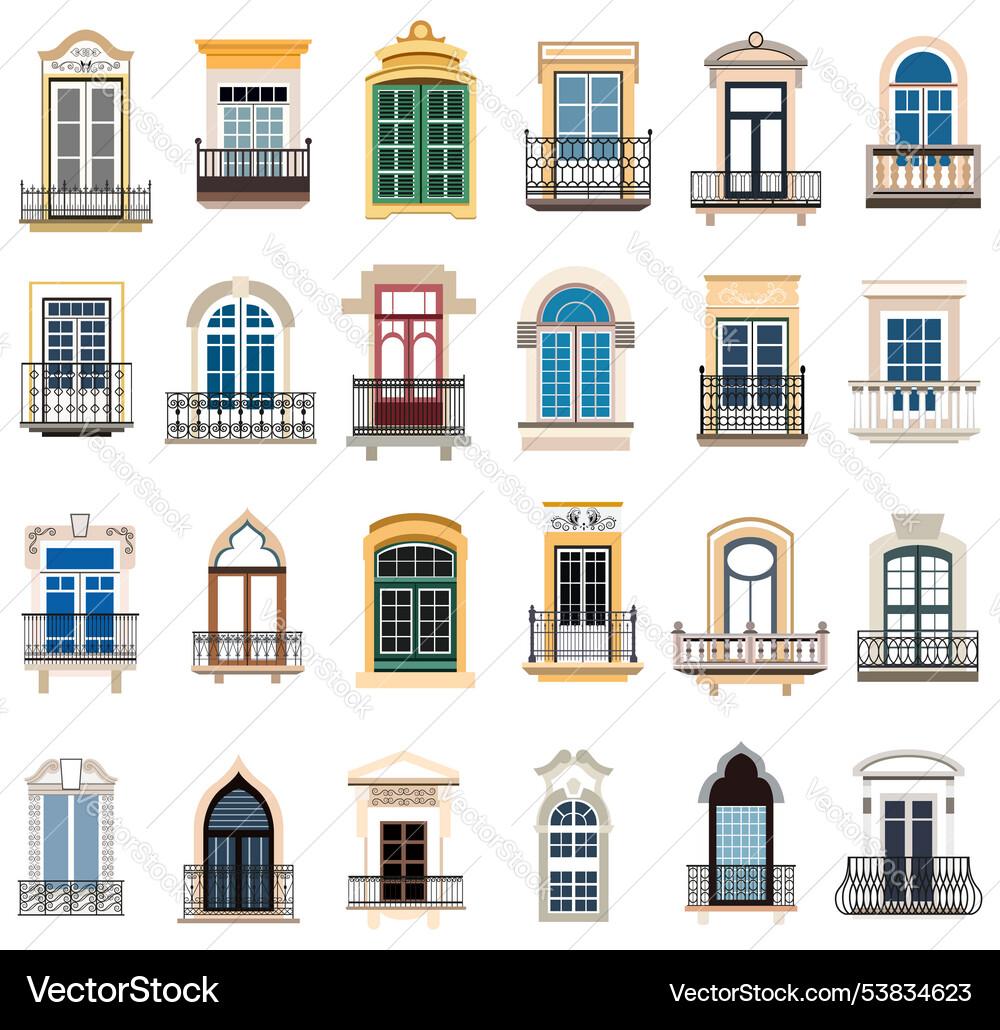 Windows collection house wood and plastic window Vector Image