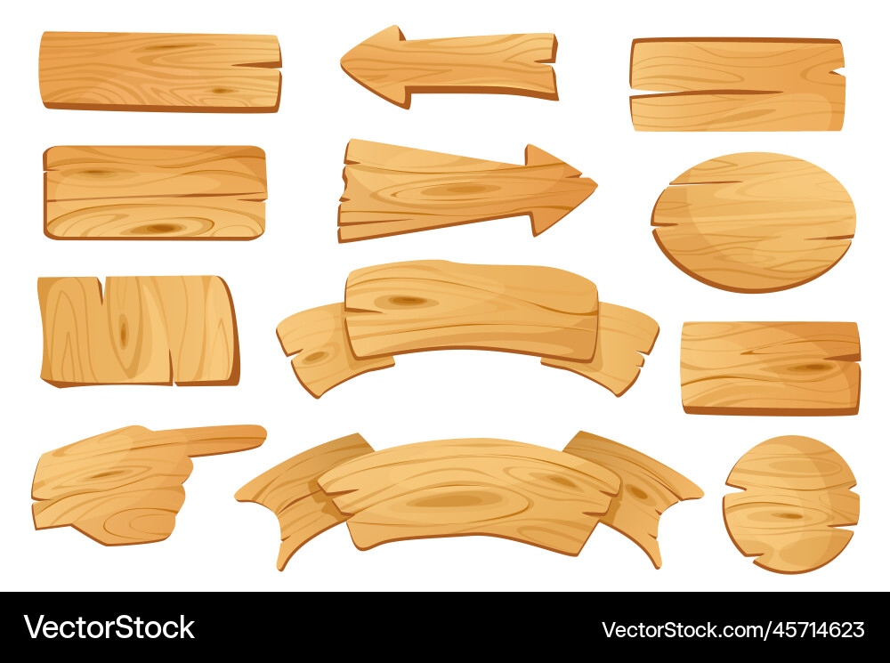 Wooden banners set graphic elements in flat design