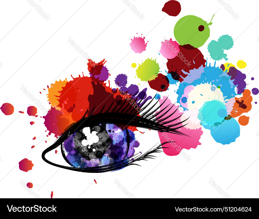 Beautiful colorful eyes with paint splash Vector Image