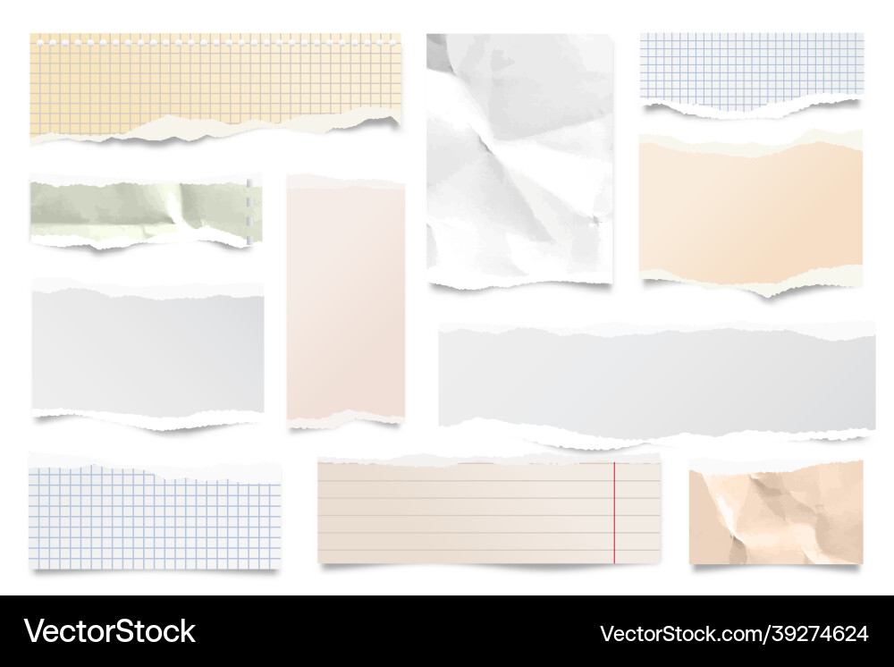 Colorful ripped paper strips isolated on white Vector Image