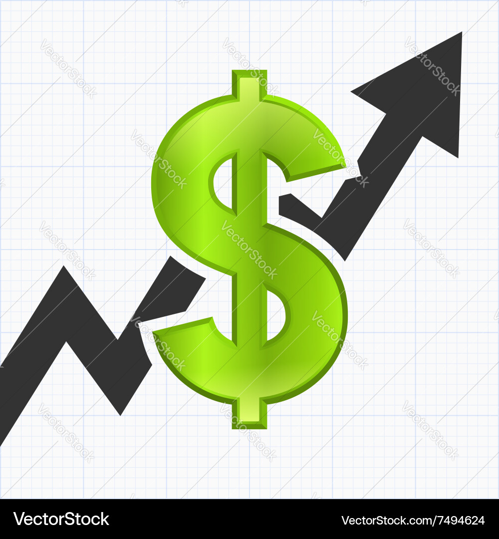 Dollar sign with graph chart Royalty Free Vector Image