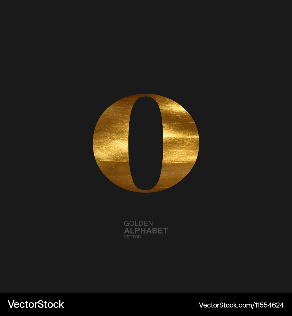 Golden letter o Royalty Free Vector Image - VectorStock