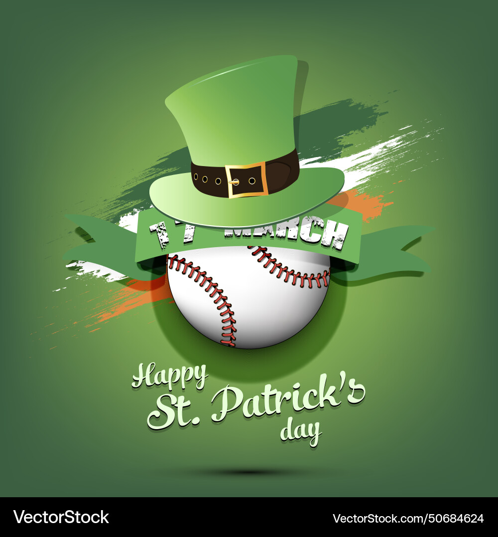 Happy st patricks day and baseball ball Royalty Free Vector