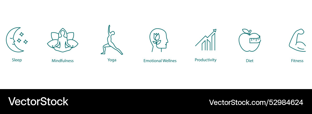 Icons set sleep mindfulness yoga Royalty Free Vector Image