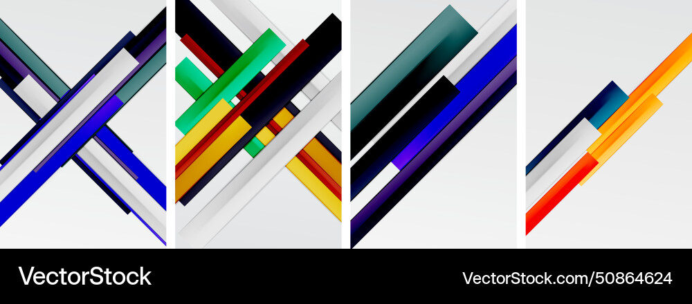 Minimal lines and color stripes poster abstract Vector Image
