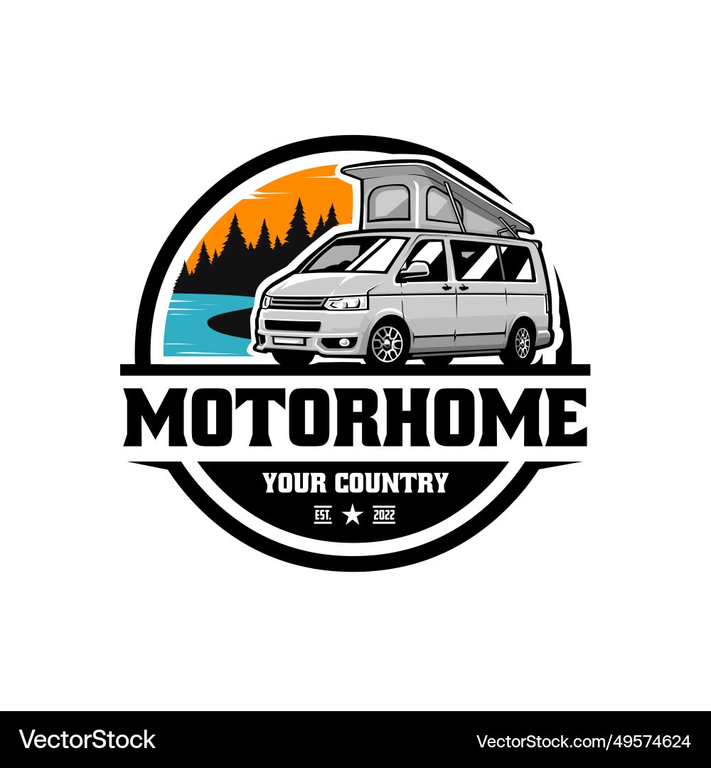 Premium motorhome caravan rv campervan logo Vector Image