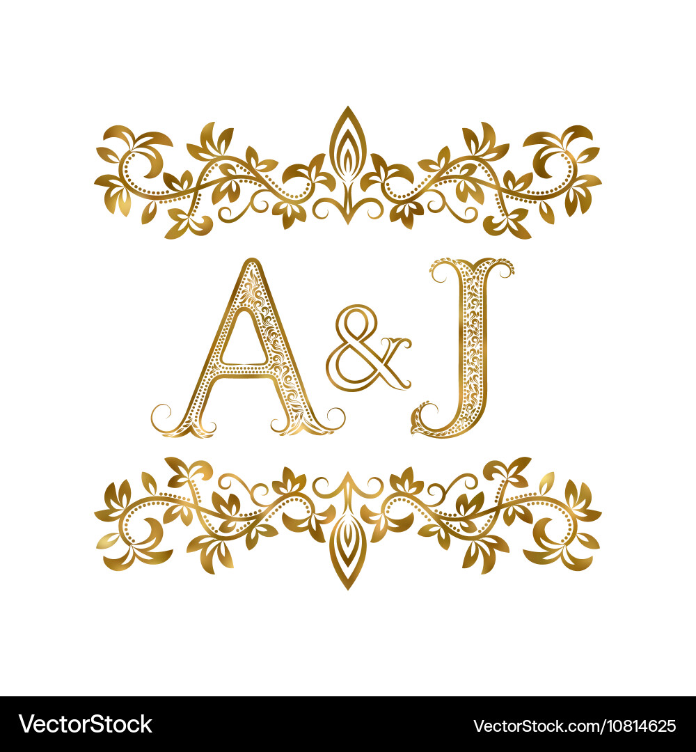 Aj vintage initials logo symbol letters a j Vector Image