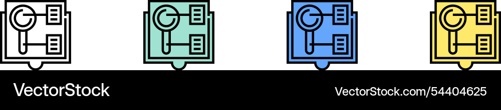 Analytics icon outline green blue and yellow Vector Image