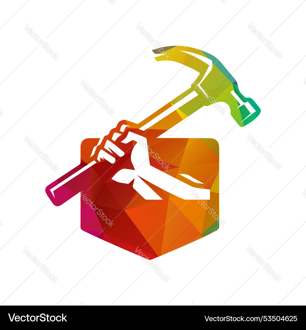 Colorful hammer and arm geometric Royalty Free Vector Image