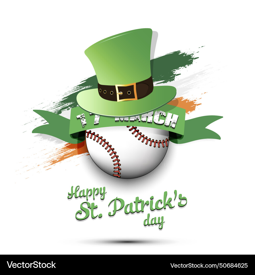 Happy st patricks day and baseball ball Royalty Free Vector