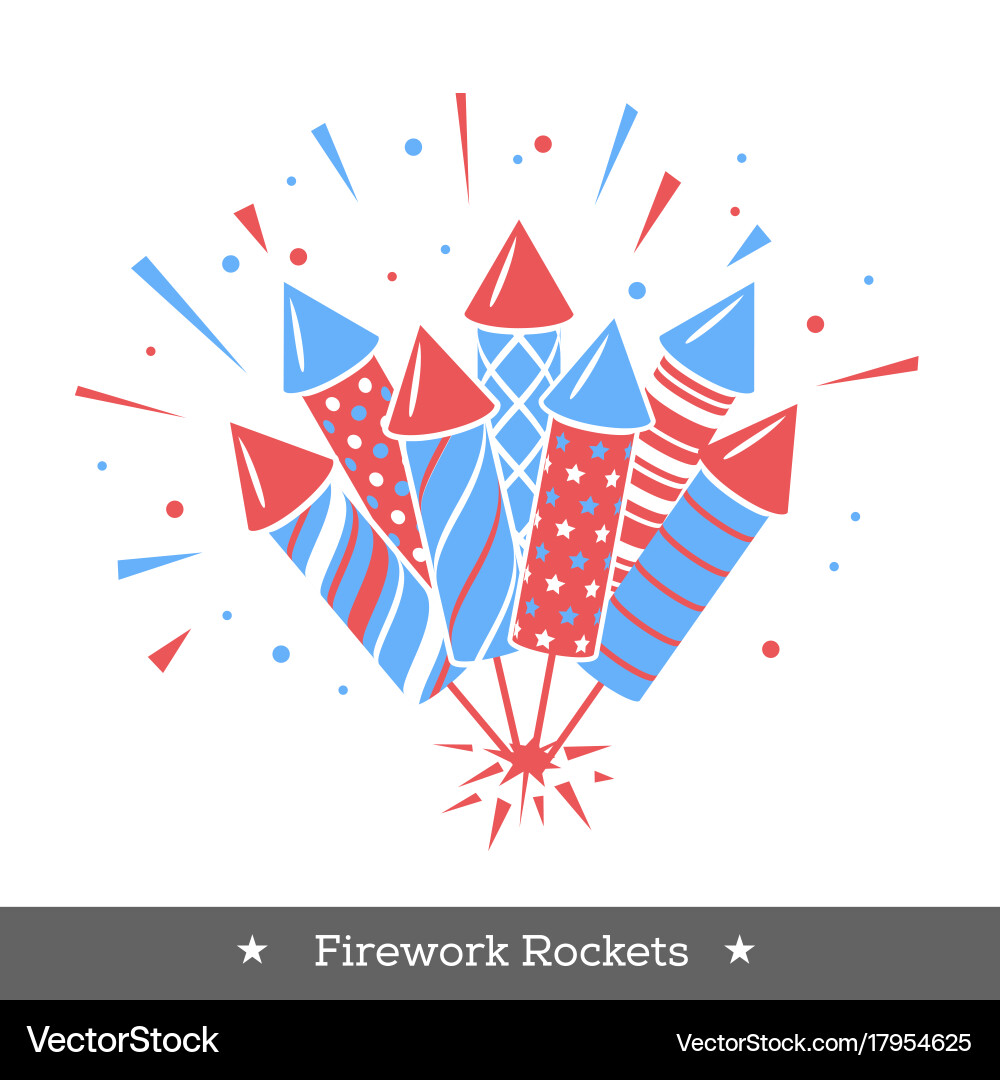 Holiday firework set of rockets or firecrackers Vector Image
