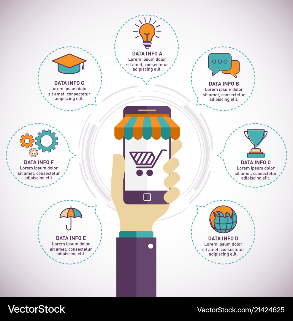 Online-Shopping Infografik Vorlage Design Layout Vektorbild