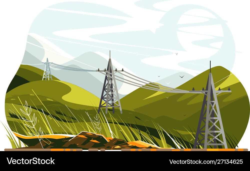Power lines electricity Royalty Free Vector Image
