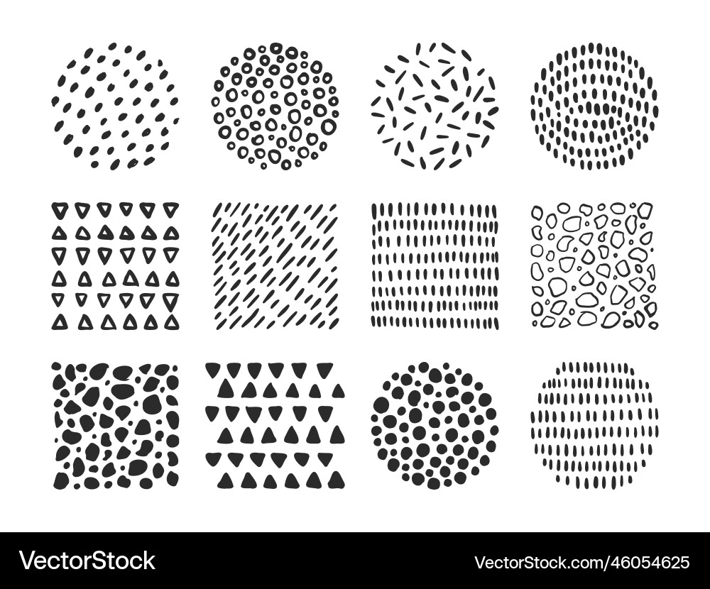 Set of hand drawn patterns and textures trendy Vector Image