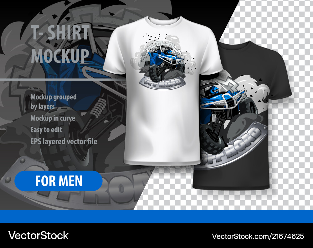 T-shirt template fully editable with blue Vector Image